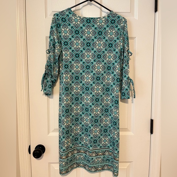 Tacera | Dresses | Elegant Teal Patterned Dress | Poshmark